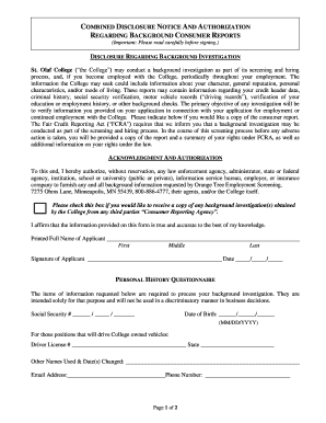 Fillable Online ISCLOSURE REGARDING BACKGROUND INVESTIGATION Fax Email ...