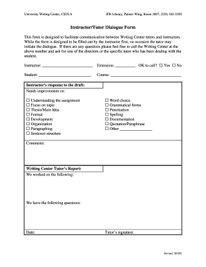 Fillable Online InstructorTutor Dialogue Form Fax Email Print - pdfFiller