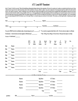 Fillable Online ATU Local 587 Timesheet Fax Email Print - pdfFiller