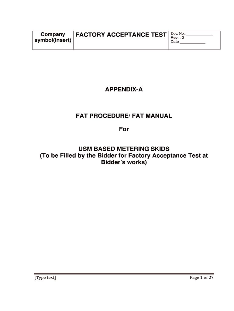 Fillable Online gailtenders APPENDIX-A FAT PROCEDURE FAT MANUAL For USM ...