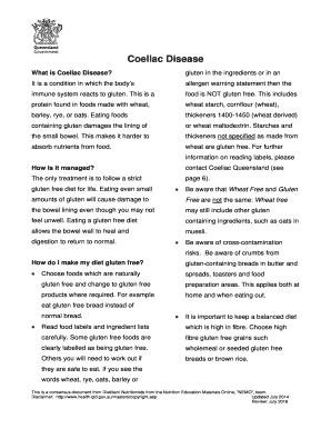 Fillable Online health qld gov Coeliac Disease - Home Queensland Health ...