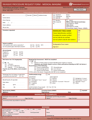 Fillable Online health qld gov INVASIVE PROCEDURE REQUEST FORM MEDICAL ...