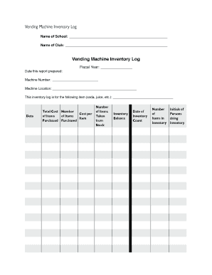 Fillable Online Vending Machine Inventory Log - fcmatorg Fax Email ...