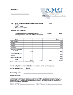 Fillable Online INVOICE - FCMAT Fax Email Print - pdfFiller