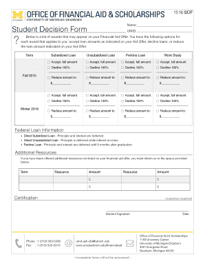 Fillable Online Form - Student Decision Fax Email Print - pdfFiller