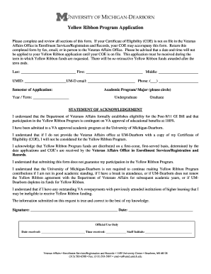 Fillable Online Yellow Ribbon Program Application1 Fax Email Print - pdfFiller