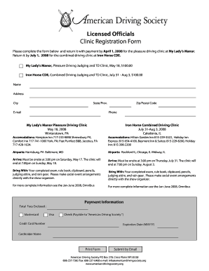 Fillable Online Licensed Officials Clinic Registration Form Fax Email ...