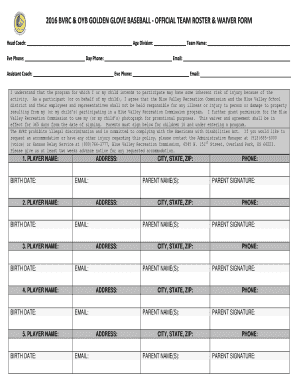 Fillable Online OFFICIAL TEAM ROSTER WAIVER FORM Fax Email Print ...