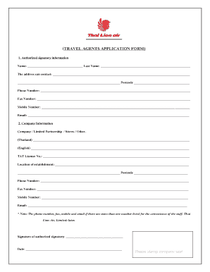 Fillable Online TRAVEL AGENTS APPLICATION FORM - Object Storage Fax ...
