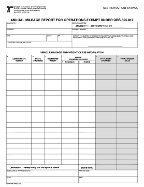 Fillable Online odot state or VEHICLE MILEAGE AND WEIGHT CLASS INFORMATION Fax Email Print ...