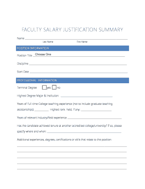 Fillable Online FACULTY SALARY JUSTIFICATION SUMMARY - Gordon State ...