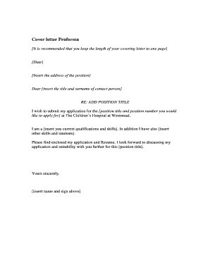 Fillable Online Cover letter Proforma Fax Email Print - pdfFiller