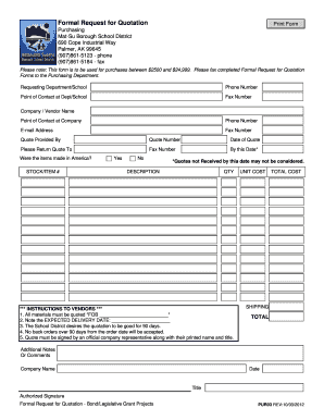 Fillable Online Formal Request for Quotation Fax Email Print - pdfFiller