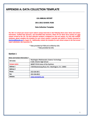 Fillable Online APPENDIX A: DATA COLLECTION TEMPLATE Fax Email Print ...