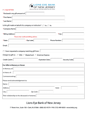 Fillable Online eversightvision Lions Eye Bank of New Jersey - Eversight Fax Email Print - pdfFiller