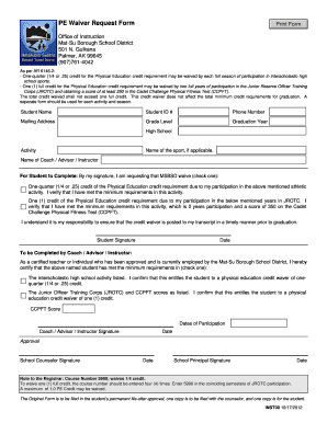 Fillable Online PE Waiver Request bFormb Fax Email Print - pdfFiller