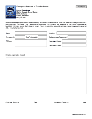 Fillable Online Emergency Issuance of Travel Advance Fax Email Print ...