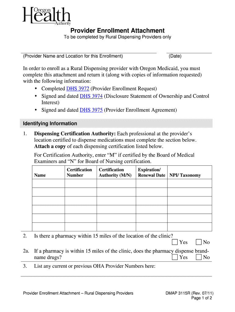 Fillable Online apps state or DMAP 3115R Enrollment Attachment for ...