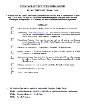 Fillable Online escambia k12 fl LOCAL CERTIFICATE INFORMATION Fax Email ...