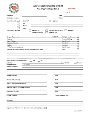Fillable Online orangeusd k12 ca Project Approval Request (PAR) Fax ...