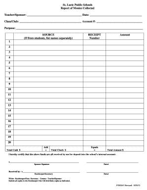 Fillable Online MONEY COLLECTION FORM Fax Email Print - pdfFiller