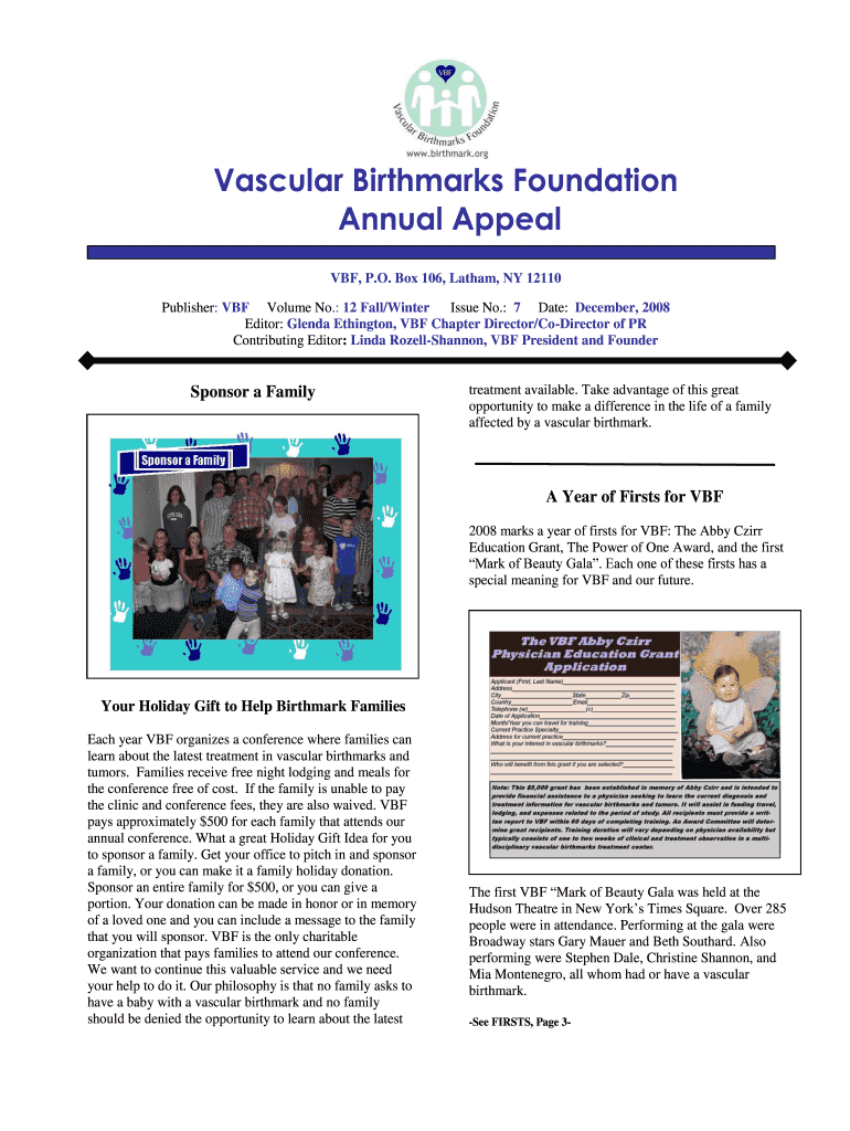 Fillable Online Birthmark Vascular Birthmarks Foundation Birthmark