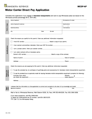 Fillable Online Motor Carrier Direct Pay Application Fax Email Print - pdfFiller