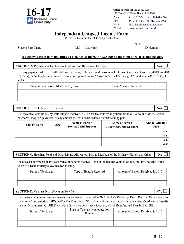 Fillable Online Independent Untaxed Income Form Fax Email Print - pdfFiller