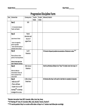 Fillable Online Progressive Discipline Form - Kent School District Fax ...