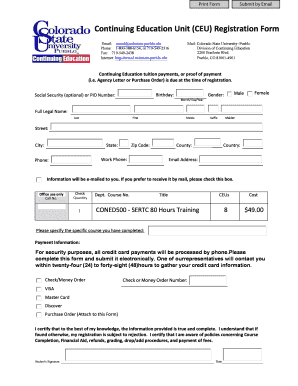 Fillable Online Continuing Education Unit CEU Registration Form Fax ...