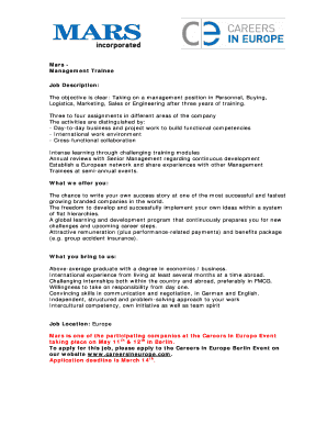 Fillable Online media leidenuniv Mars Management Trainee Fax Email ...