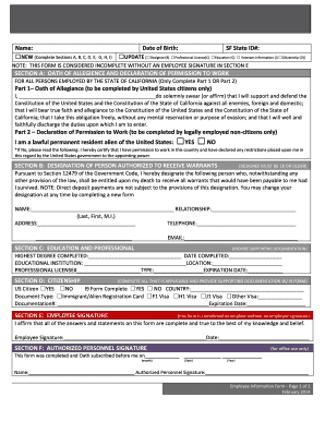 Fillable Online Employee Information Form FINAL - Human Resources Fax ...