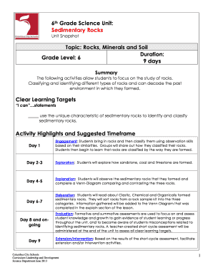 Fillable Online 6th Grade Science Unit Sedimentary Rocks Fax Email ...