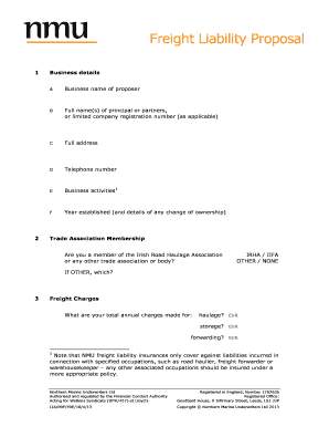 Fillable Online Freight Liability Proposal Fax Email Print - pdfFiller