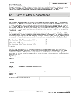 Fillable Online C11 Form of Offer Acceptance Fax Email Print - pdfFiller