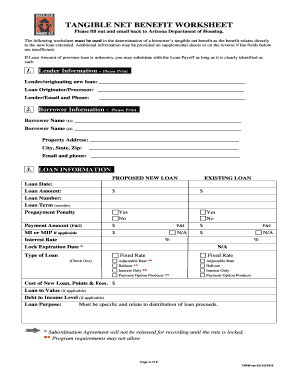 Fillable Online TANGIBLE NET BENEFIT WORKSHEET - housingazgov Fax Email ...
