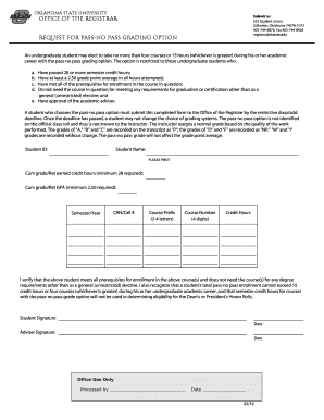 Fillable Online request for passno pass grading option Fax Email Print - pdfFiller