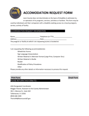 Fillable Online cms leoncountyfl Accommodation Request Form - LEON ...
