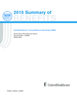 Fillable Online 2015 Summary of BENEFITS UnitedHealthcare Group ...