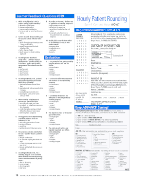Fillable Online Learner Feedback Questions 339 Hourly Patient Rounding ...