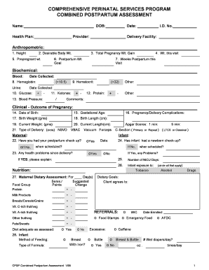 Cpsp Postpartum Assessment Forms - Fill Online, Printable, Fillable ...