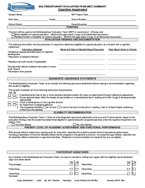 Fillable Online MET Cognitive Impairmentdoc Fax Email Print - pdfFiller