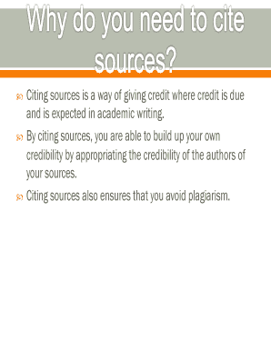 Fillable Online Citing sources is a way of giving credit where credit ...