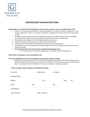 Fillable Online BROKER/AGENT REGISTRATION FORM Fax Email Print - pdfFiller