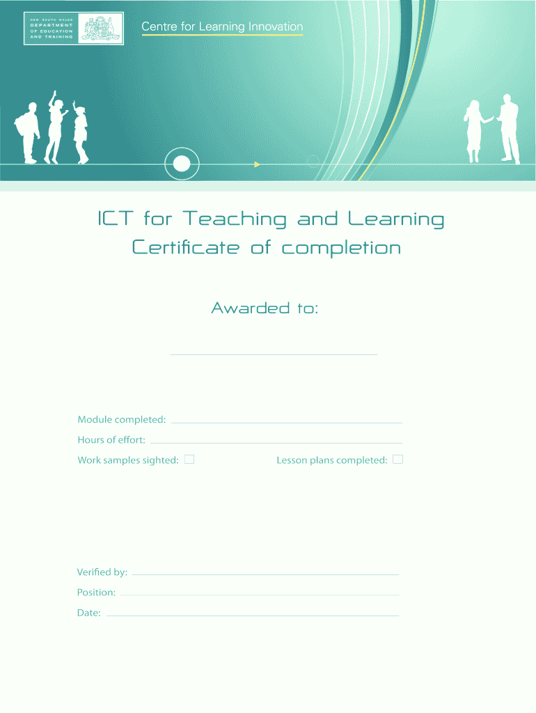 Fillable Online ICT for Teaching and Learning Certicate of completion ...