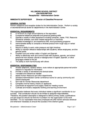 Fillable Online Receptionist Administration Center Fax Email Print - pdfFiller