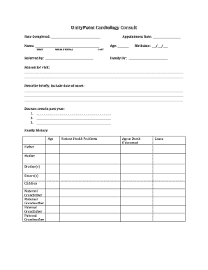 Fillable Online UnityPoint Cardiology Consult Fax Email Print - pdfFiller