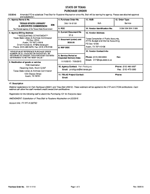 Fillable Online STATE OF TEXAS PURCHASE ORDER Fax Email Print - pdfFiller