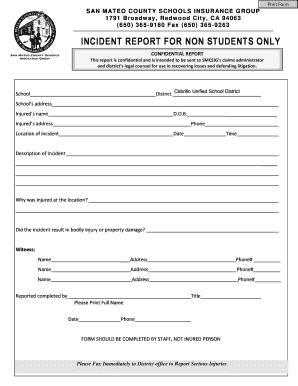Fillable Online INCIDENT REPORT FOR NON STUDENTS ONLY Fax Email Print ...