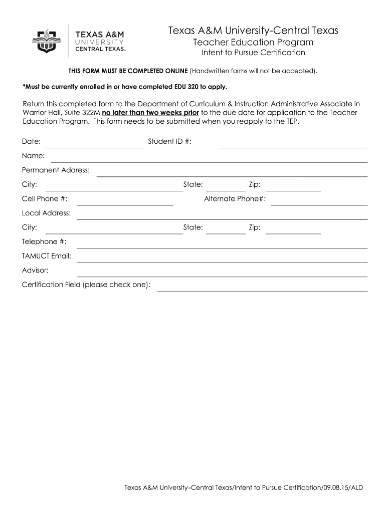 Fillable Online Texas A& Fax Email Print - pdfFiller